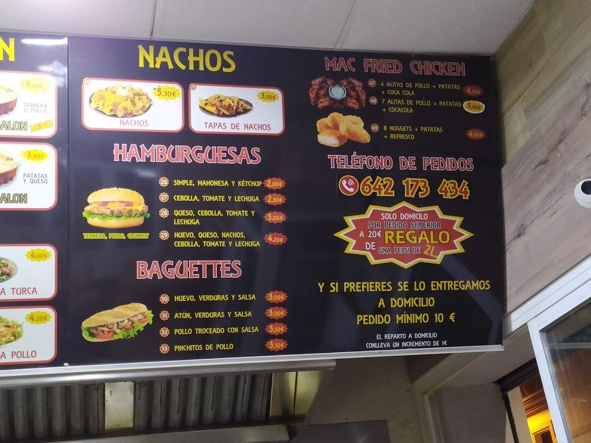 Menu at Restaurante Don Kapsalon Kebab, Rociana del Condado