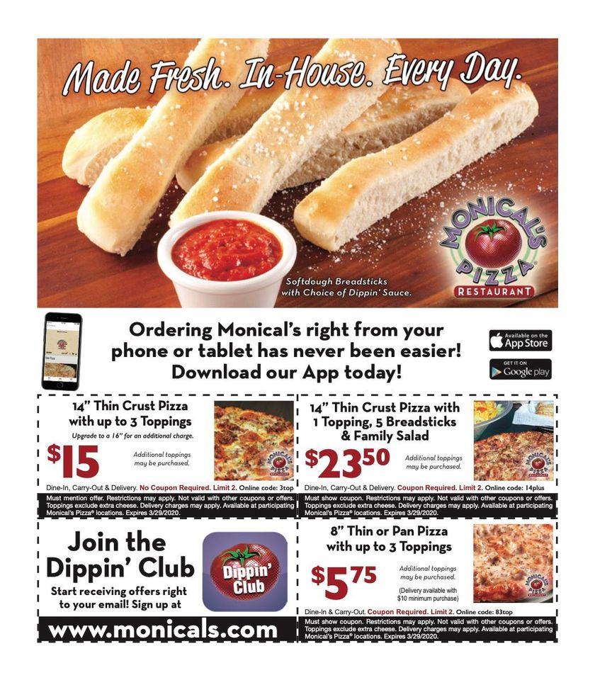 Menu at Monical's Pizza pizzeria, Paxton