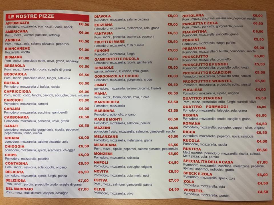 Menu at Pizzeria Crazy Pizza, Casatenovo