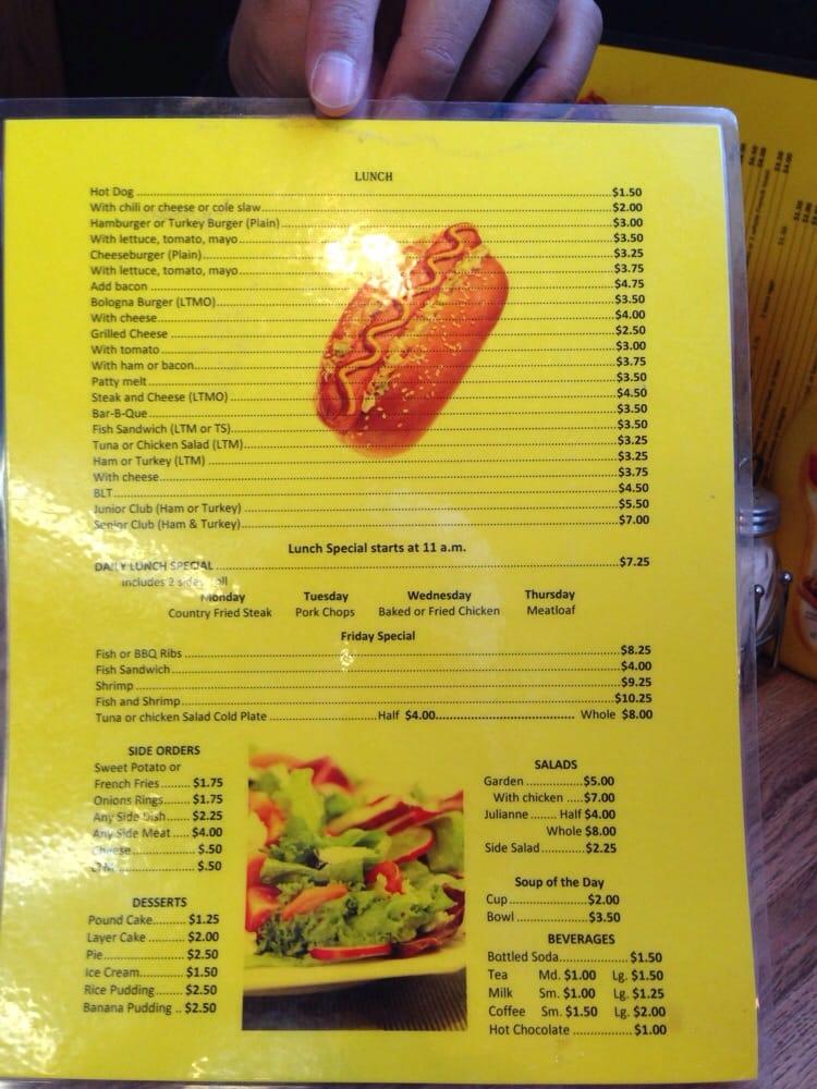 Menu at Sisters Cafe, Richmond