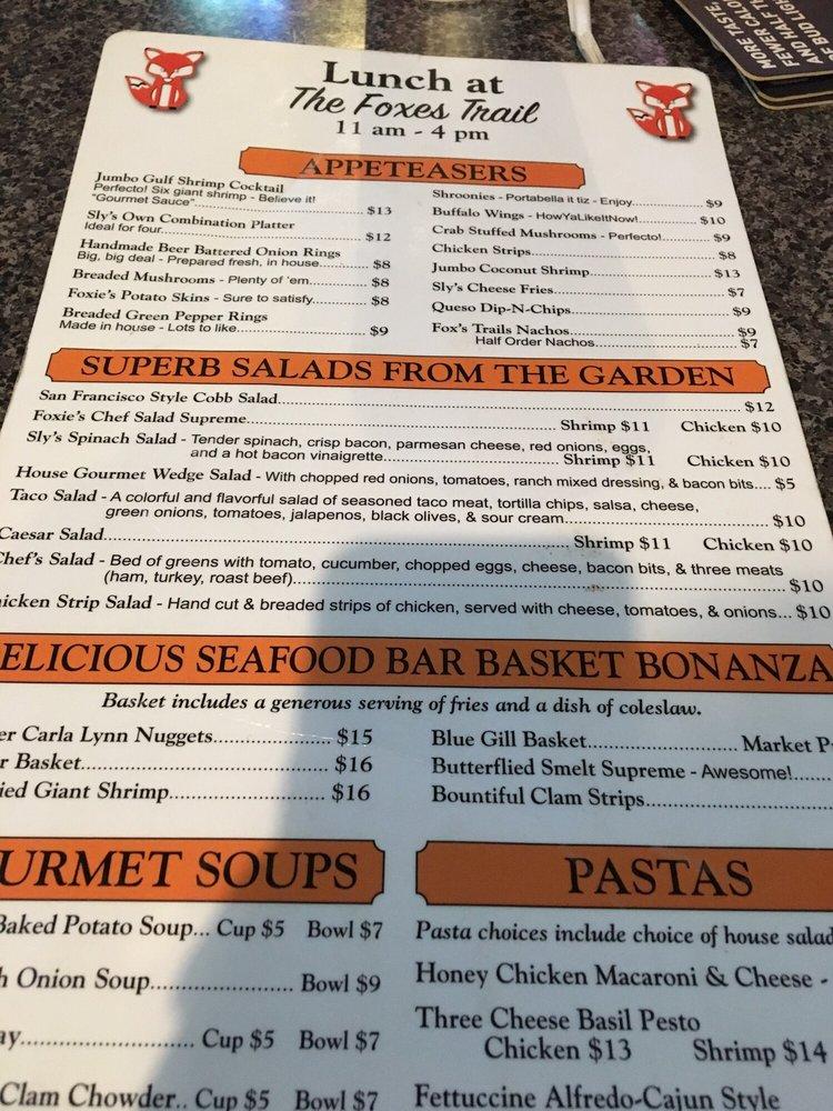 Menu at THE FOXES TRAILS pub & bar, Kokomo
