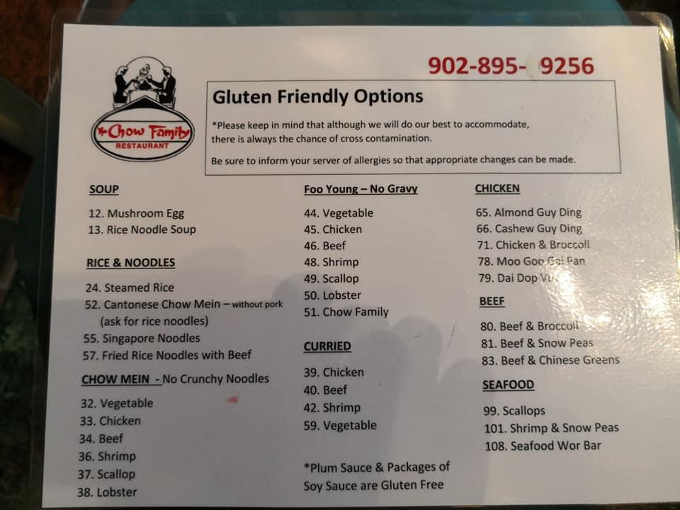 Menu at Chow Family Restaurant, Truro