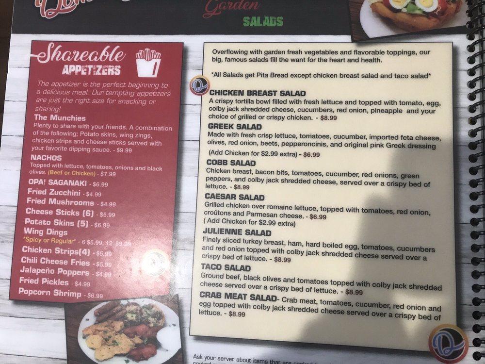 Menu at Dom's Diner restaurant, Flint