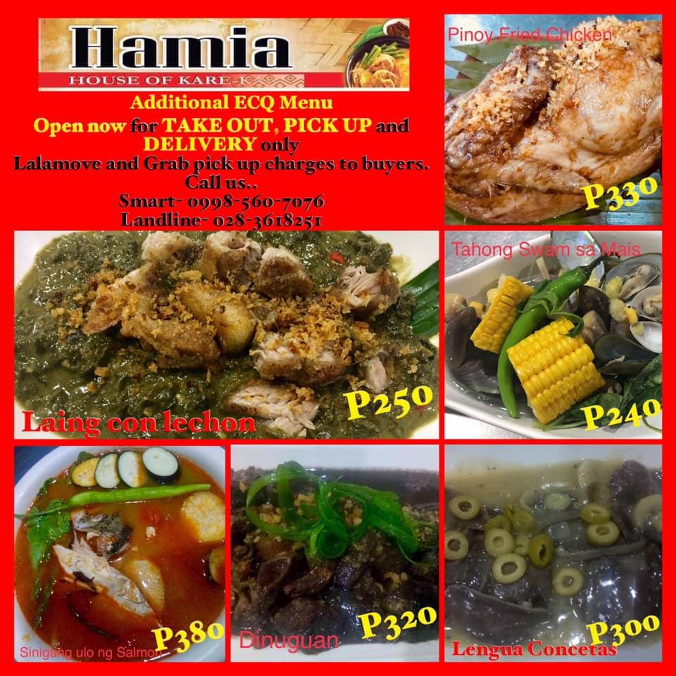 Menu at Hamia House Of Kare-kare restaurant, Quezon City, P2GX+C9M