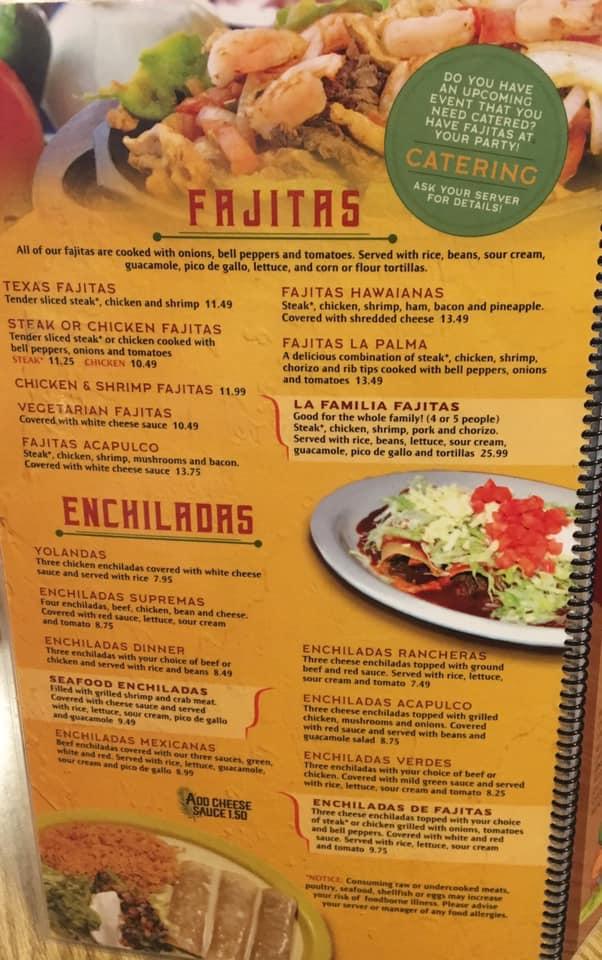Menu at La Palma Restaurant, Hartford City