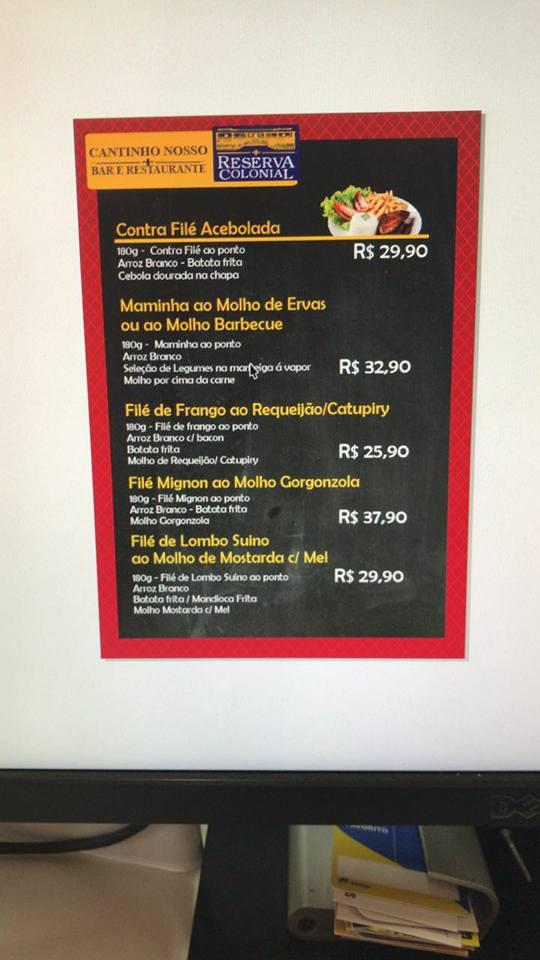 Carta de Reserva Bar, Valinhos