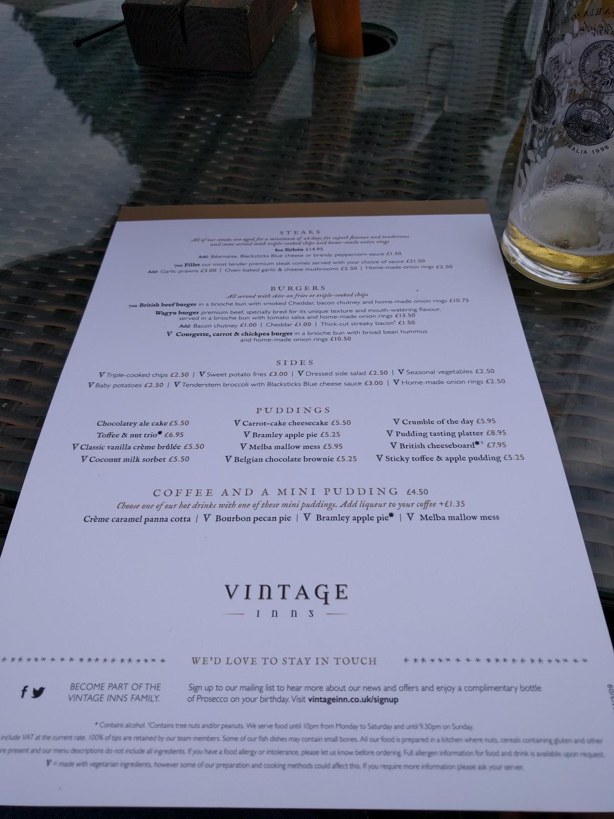 Menu at The Springfield Inn pub & bar, Lowdham