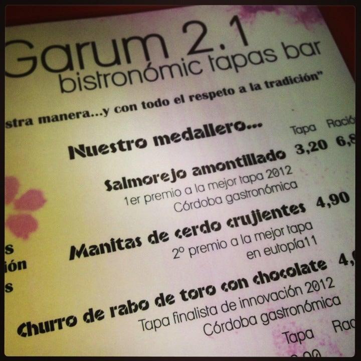 Menu at Garum 2.1 bistronómic tapas bar, Córdoba