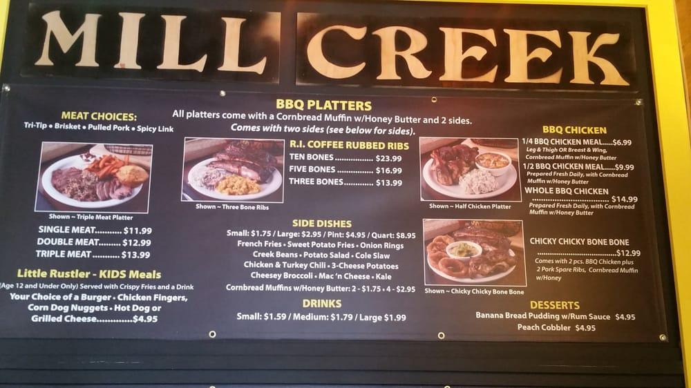Menu at Mill Creek Bar-B-Q & Burgers, Redlands, Orange Tree Lane