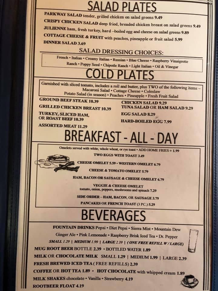 Menu at Parkway Family Restaurant, Rochester