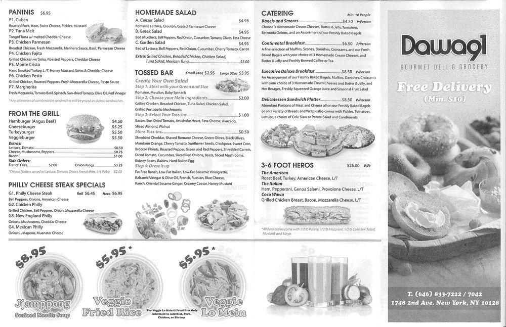 Menu at Dawa 91, New York City