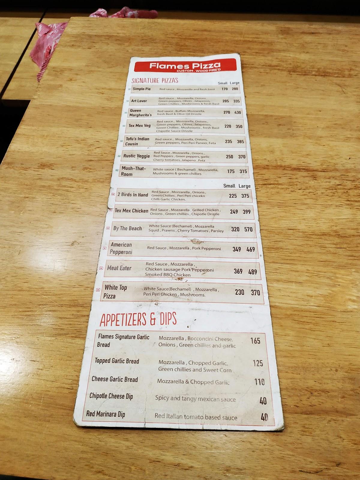 Menu at Flames Pizza, Bengaluru, # 792 MIG 2nd stage