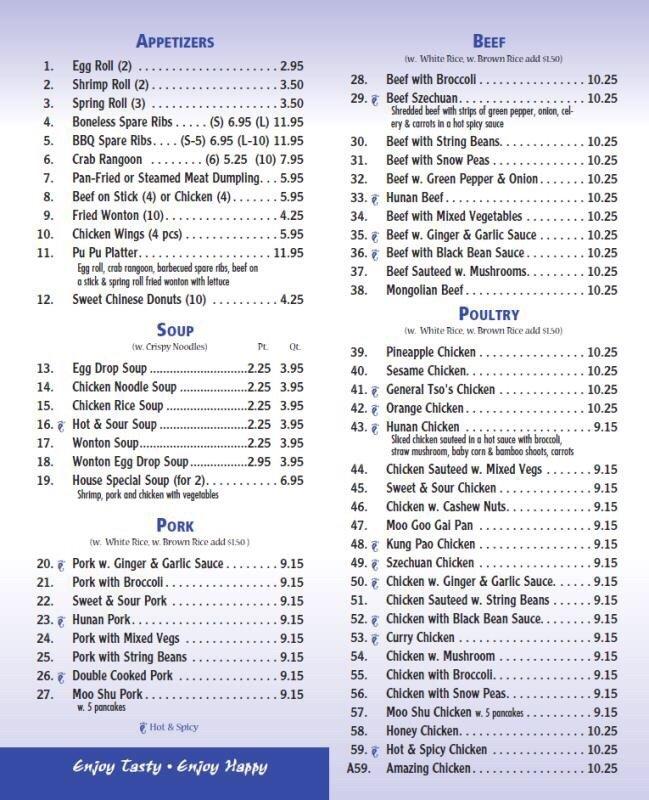 Menu at Guan's Garden Inc restaurant, Winchester