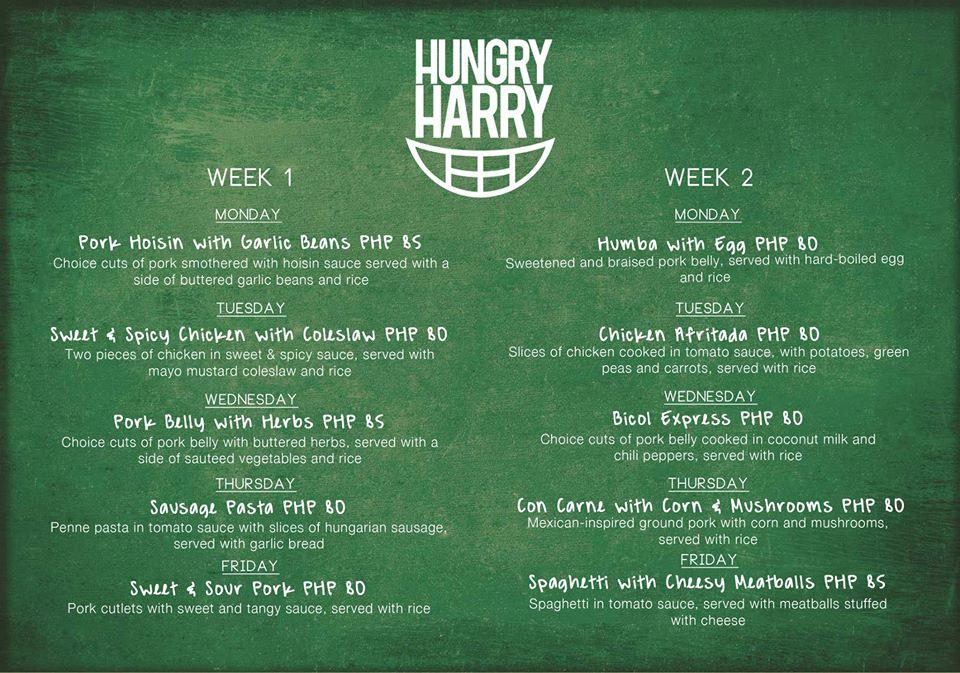 Menu at Hungry Harry, Cebu City