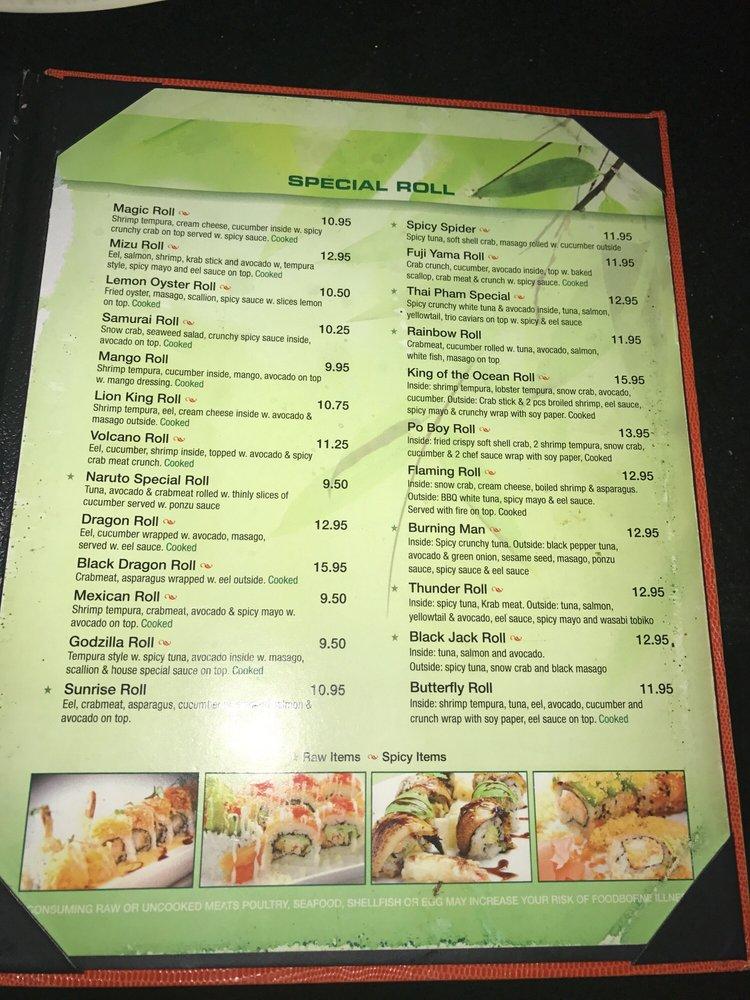 Menu at Mizu Teppanyaki & Sushi III restaurant, Poinciana