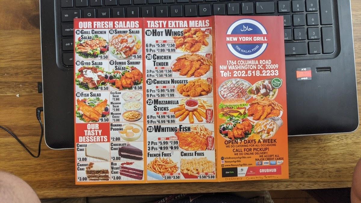 Menu at New York Grill restaurant, Washington, Columbia Rd NW