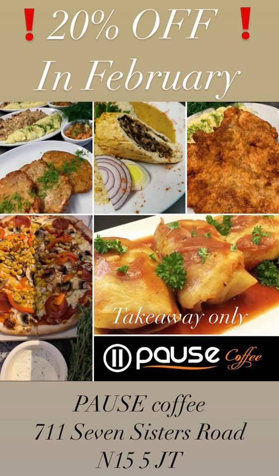 Menu at Pause Coffee restaurant, London, 711 Seven Sisters Rd