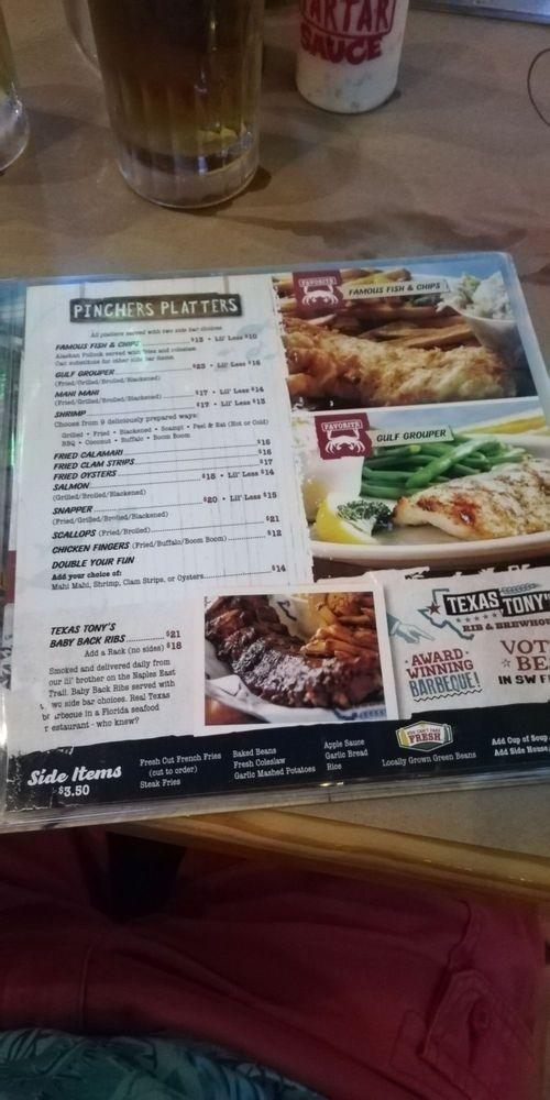 Menu at Pinchers desserts, Fort Myers Beach, San Carlos Blvd
