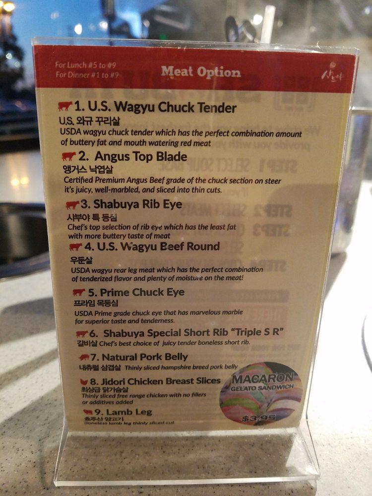 Carta del restaurante Shabuya, La Mirada, Rosecrans Ave
