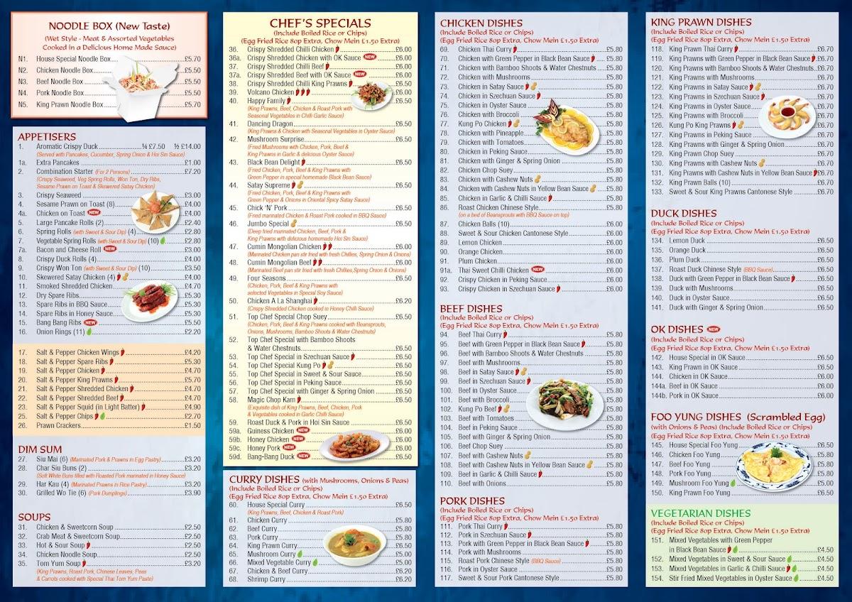 Menu at Top Chef fast food, Worksop