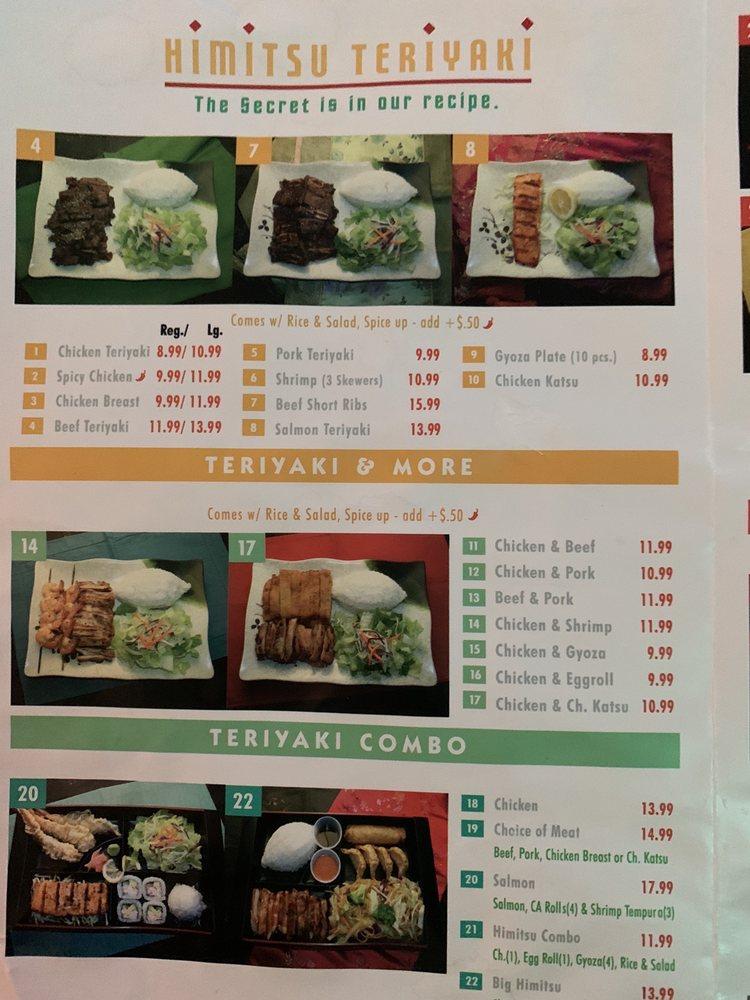 Menu at Himitsu Teriyaki restaurant, Seattle, Lake City Way NE #e