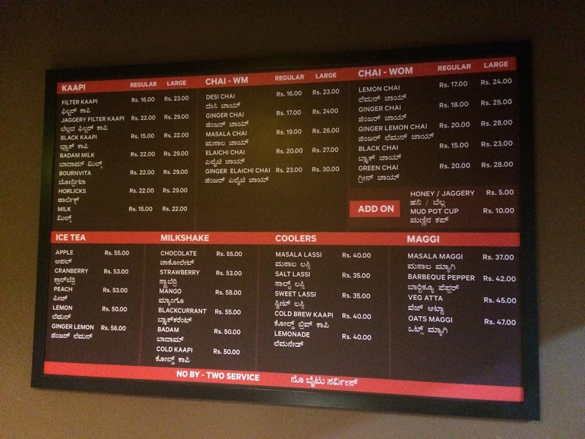 Menu at KAAPI corner, Bengaluru, 278, 34th Cross Rd