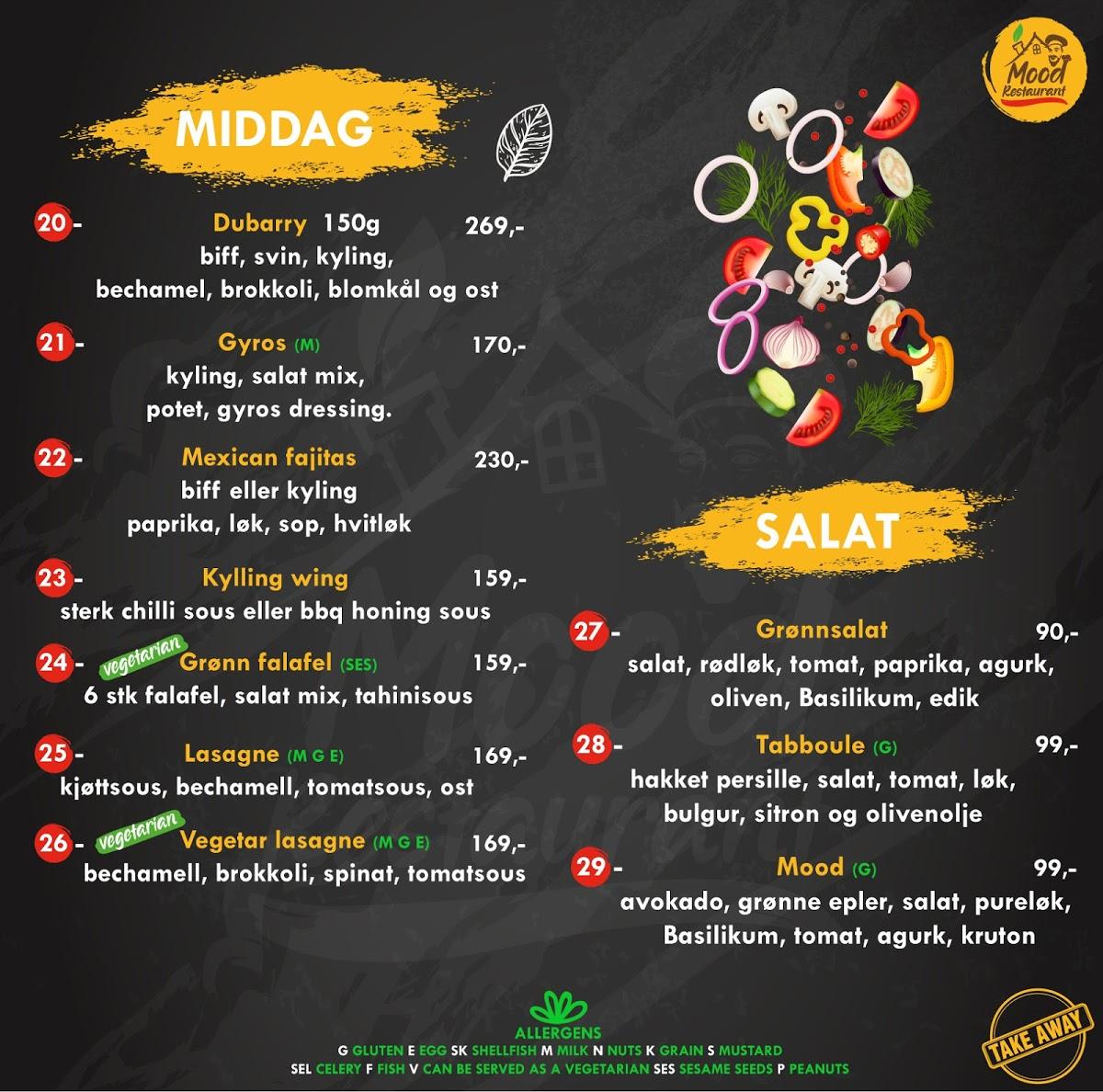Menu at MOOD RESTAURANT, Tromsø