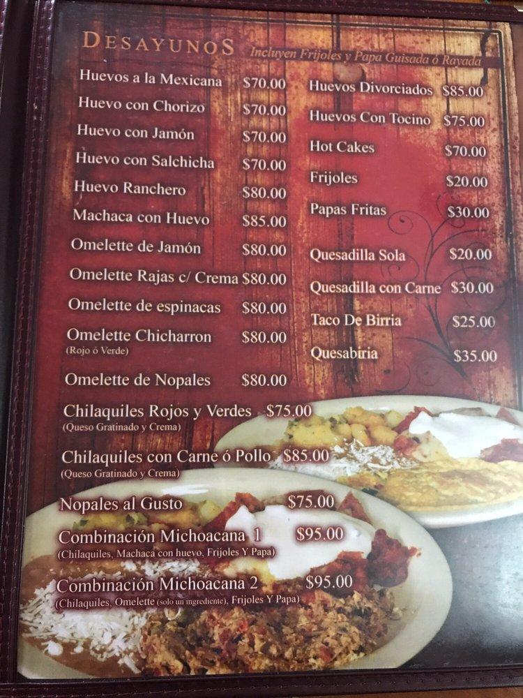 Carta del restaurante Menudo Michoacán, Ensenada