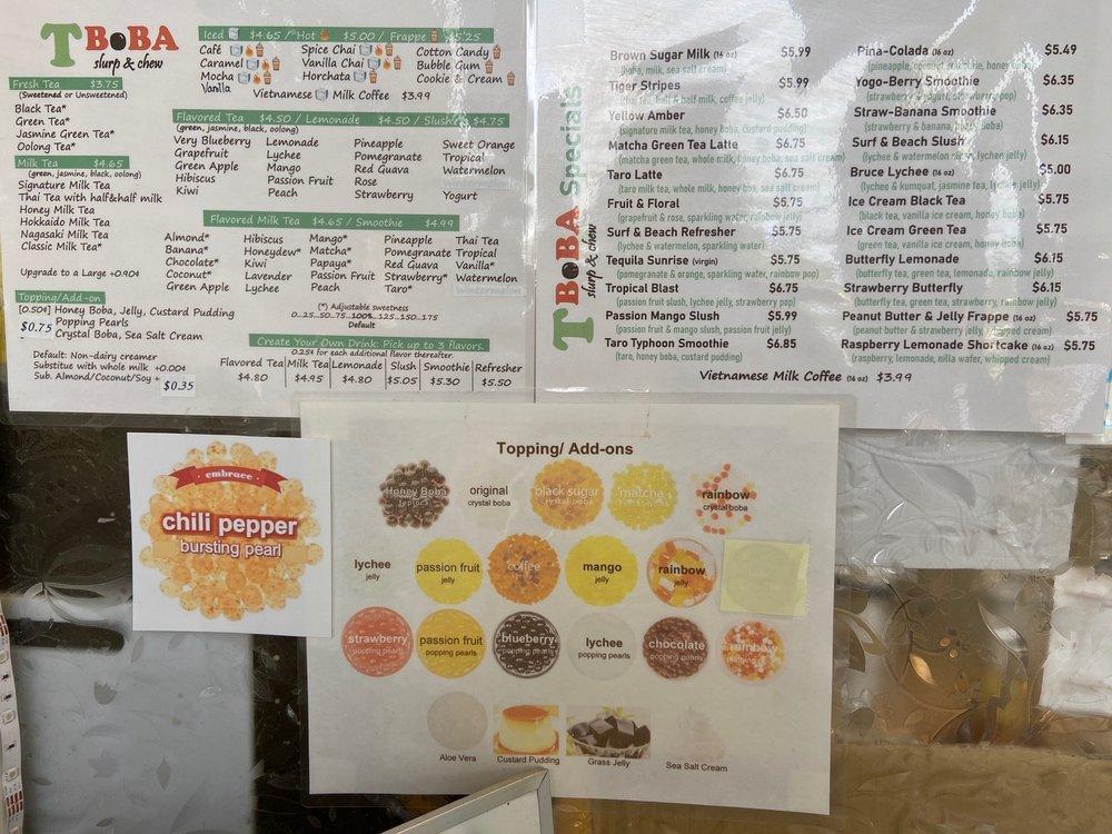 Menu at T Boba pub & bar, Cape Coral