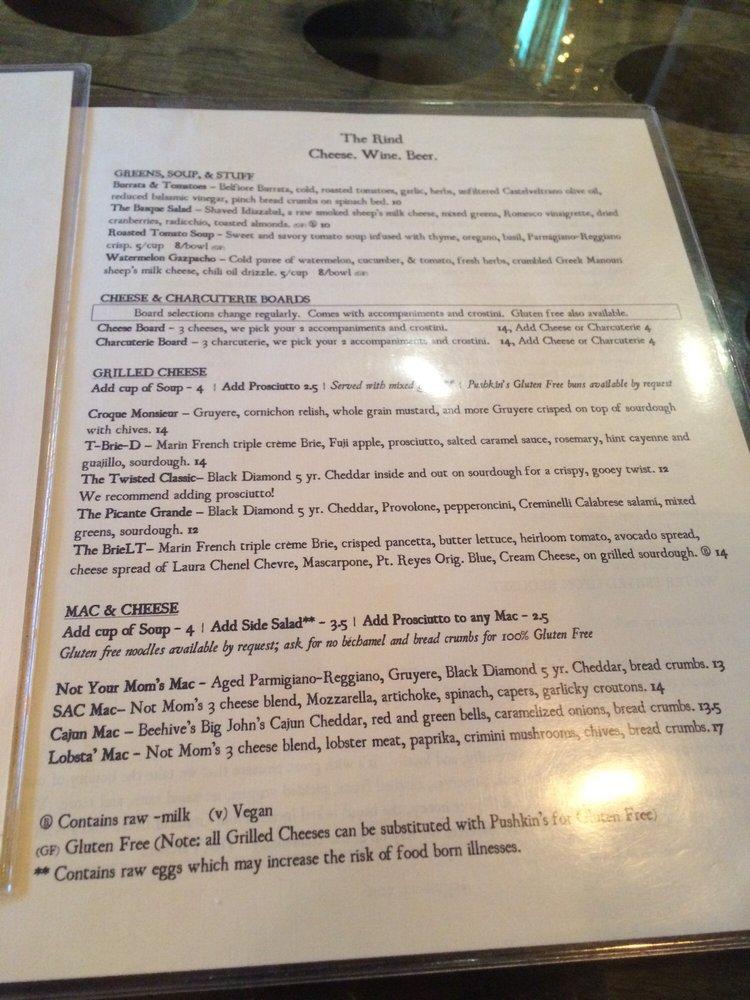 Menu at The Rind pub & bar, Sacramento, L St #40