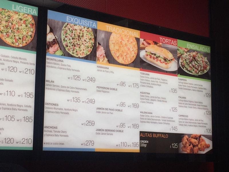 Menu at Capricciosas Valle Oriente pizzeria, Monterrey, Adolfo Laubner 1500