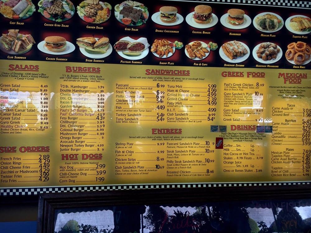 Menu at Paul's Place restaurant, Los Alamitos, Los Alamitos Blvd #2332
