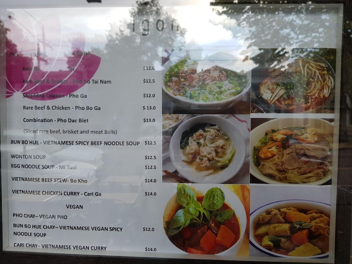 Menu at Saigon Sen restaurant, Albert Park
