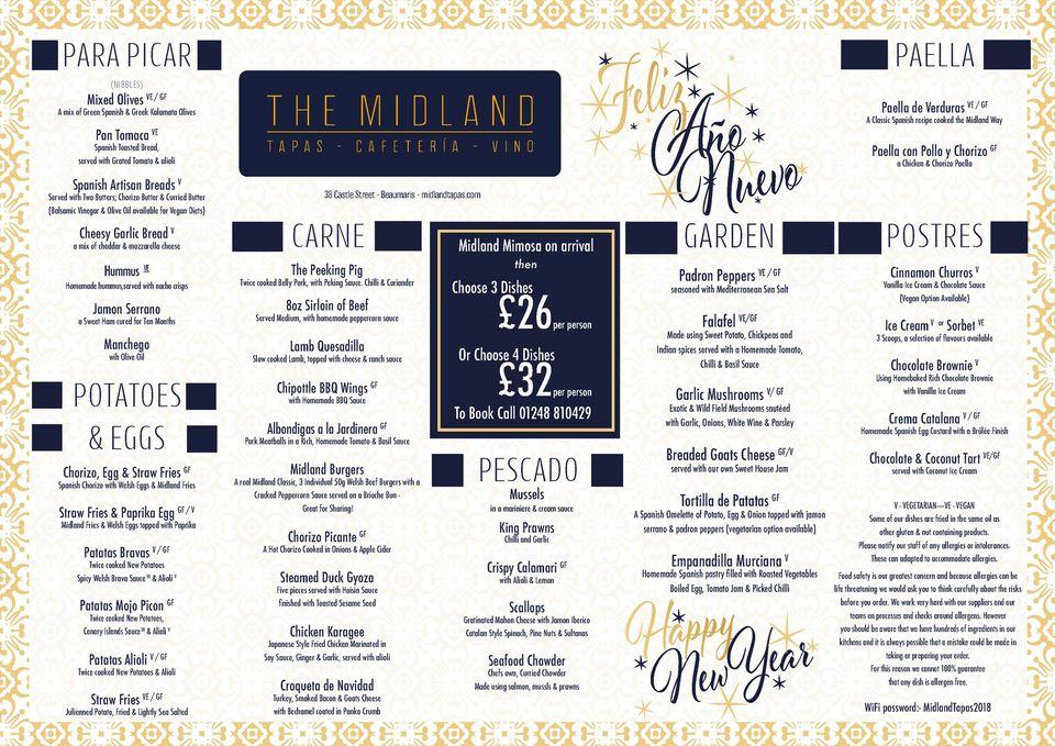 Menu at The Midland Tapas and Wine Bar, Beaumaris, 38 Castle St