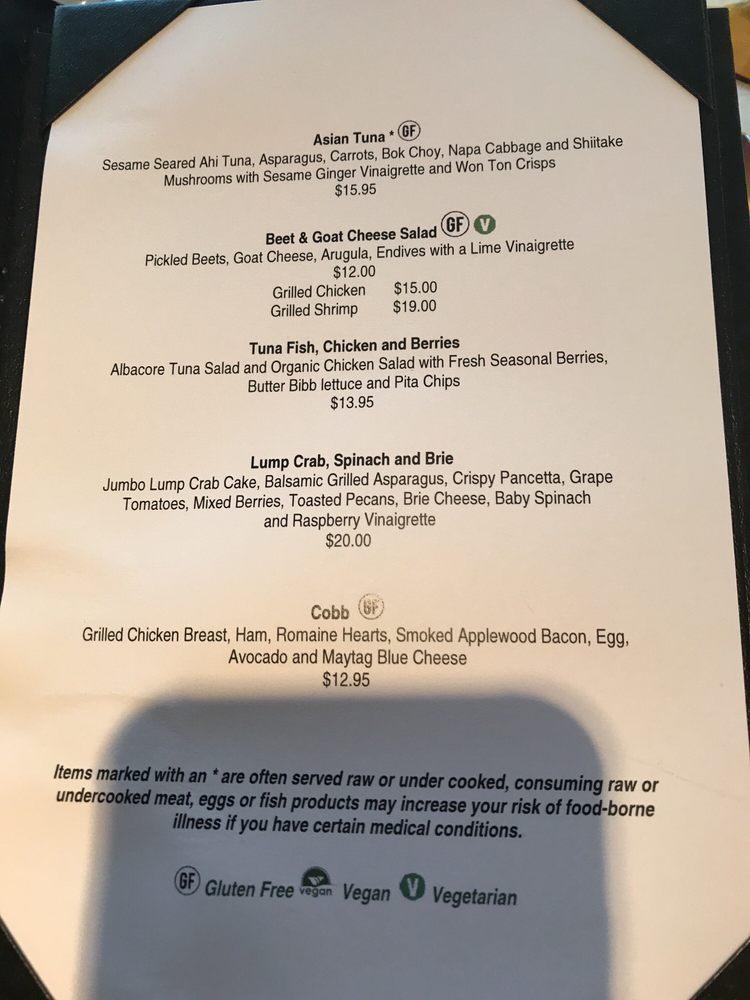 Menu at The River Club, Jacksonville