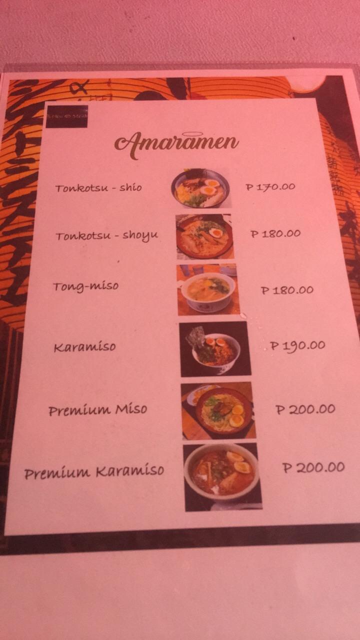 Menu at Ama Ramen (Men at Steak restaurant, Antipolo