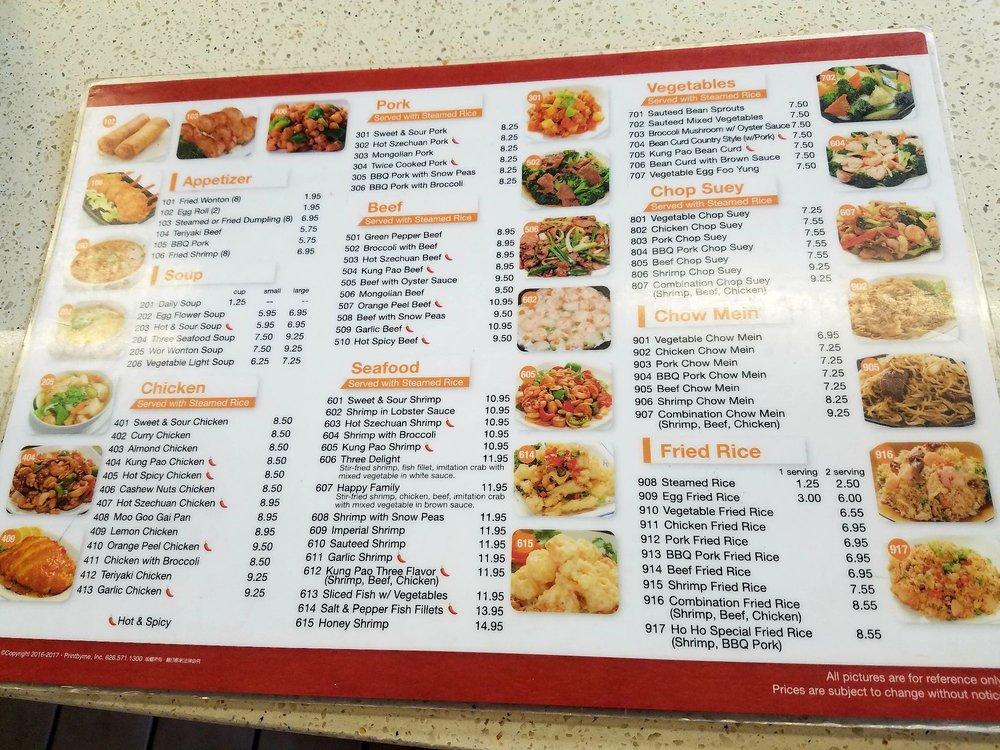 Menu at Ho Ho China restaurant, Norwalk, Rosecrans Ave
