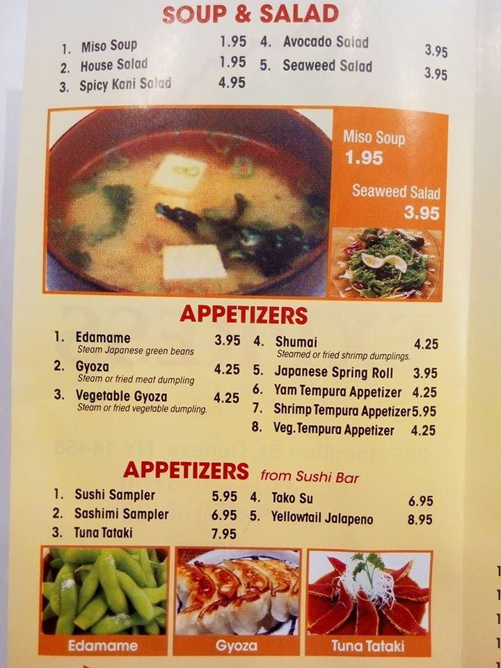 Menu at Oba Express Sushi ＆ Hibachi restaurant, Geneva