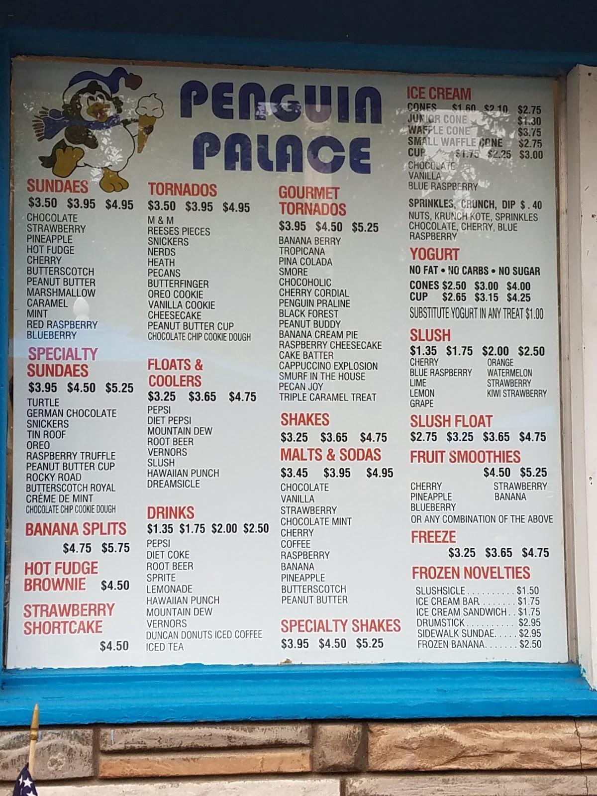 Menu at Penguin Palace, Maumee