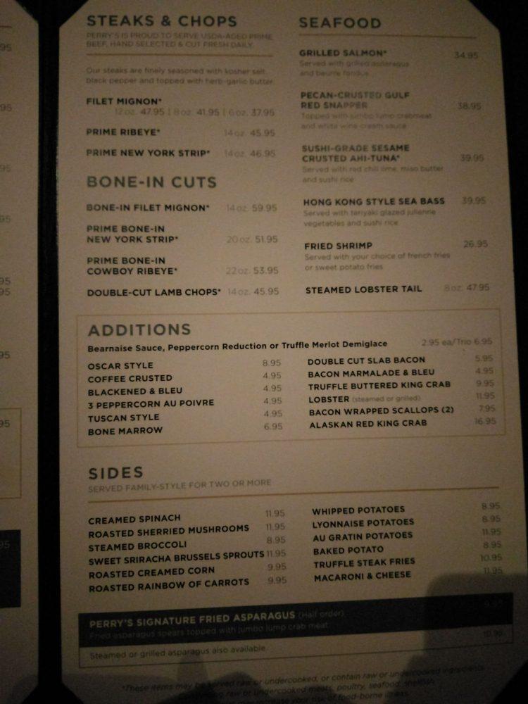 Menu at Perry's Steakhouse & Grille, Houston, Cypresswood Dr