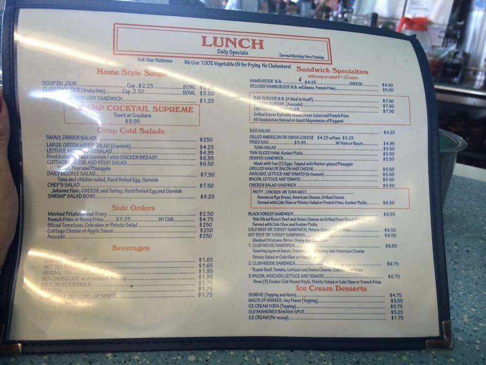 Menu at Rae's Restaurant, Santa Monica