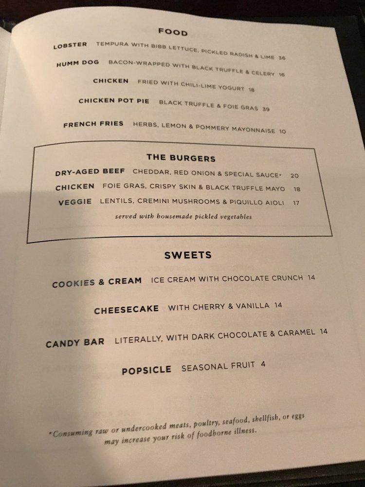 Menu at The NoMad Bar, New York City, 10 W 28th St