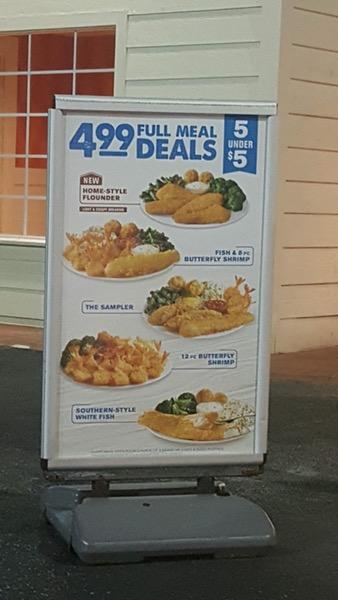 Menu at Captain D's fast food, Vestavia Hills, Montgomery Hwy