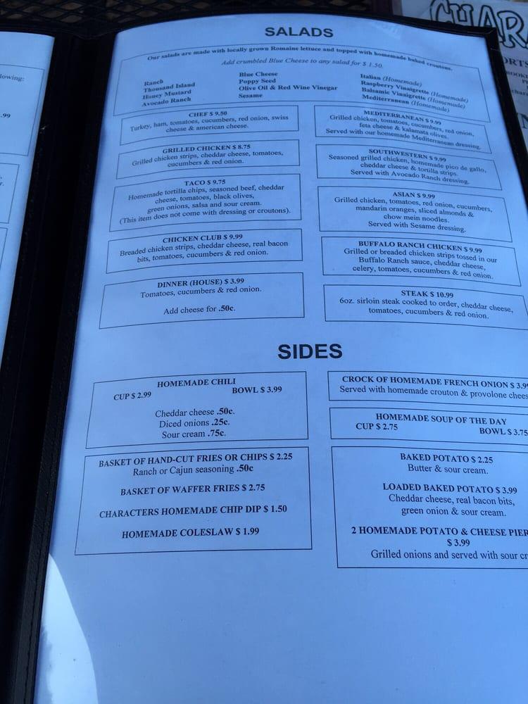 Menu at Characters Sports Bar & Grill, Cleveland, Brookpark Rd