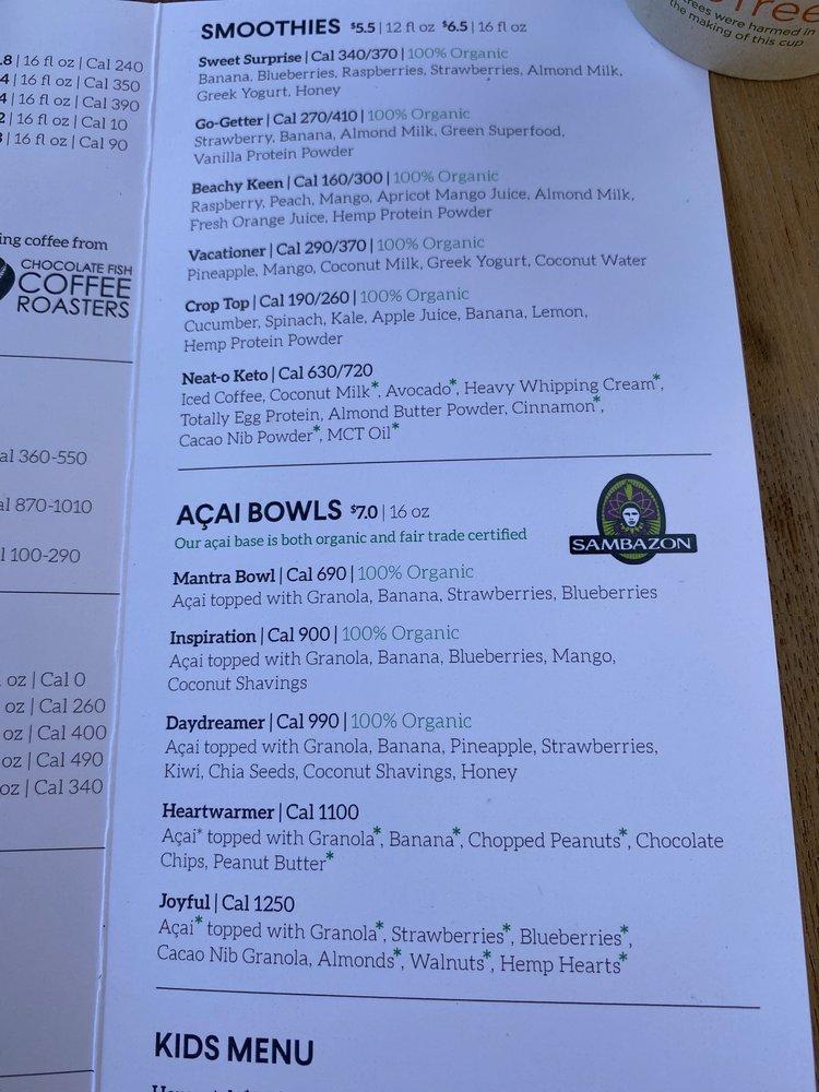 Menu at Chocolate Fish Coffee Roasters cafe, Folsom, E Bidwell St