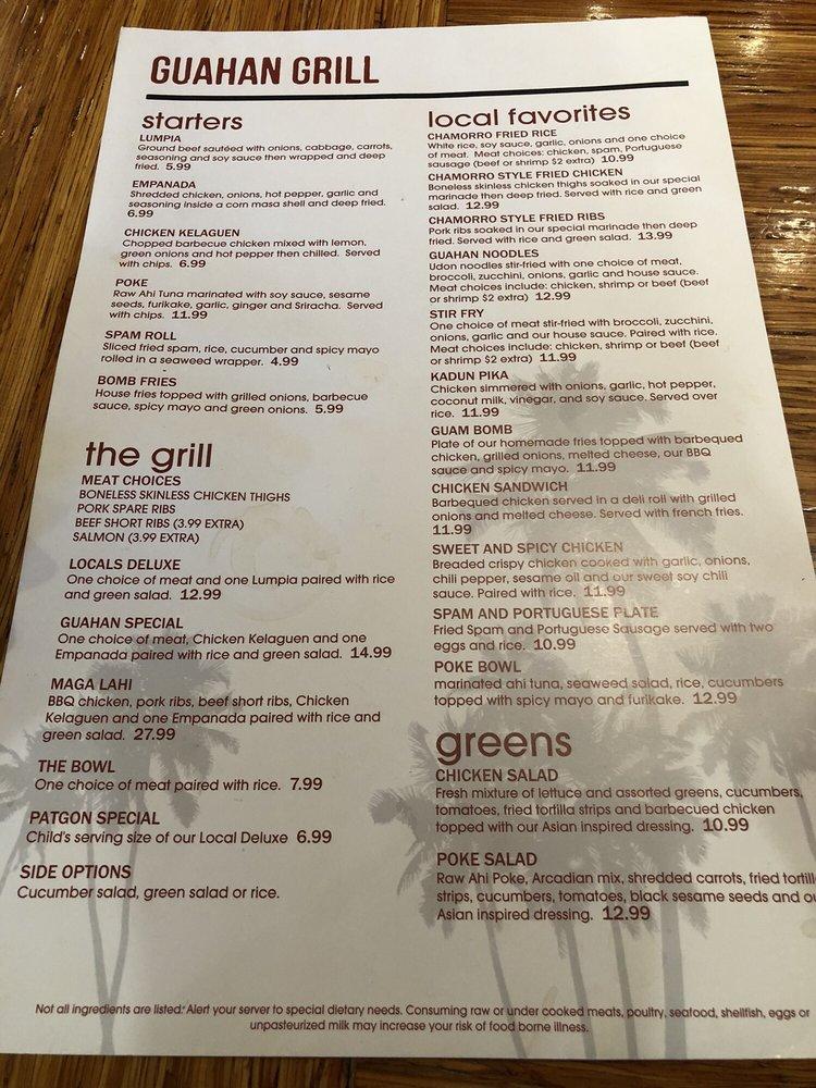 Menu at Guahan Grill BBQ, Oceanside, Oceanside Blvd #104