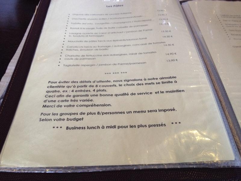 Menu au InContri, Grâce-Hollogne