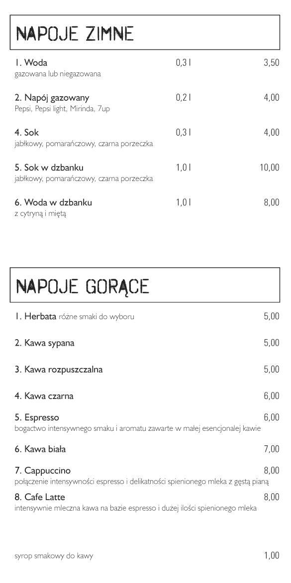 Menu at Pizzeria Foresta w Lesznie, Poland