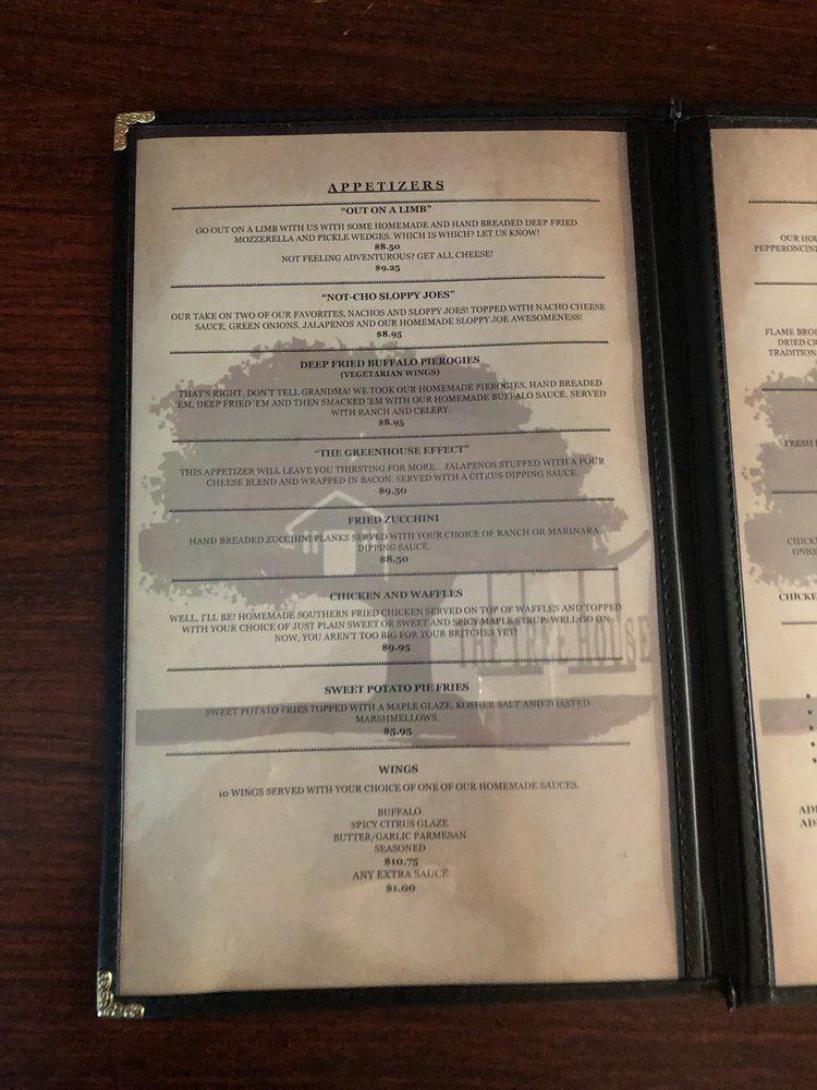 Menu at The Tree House restaurant, Belle Vernon