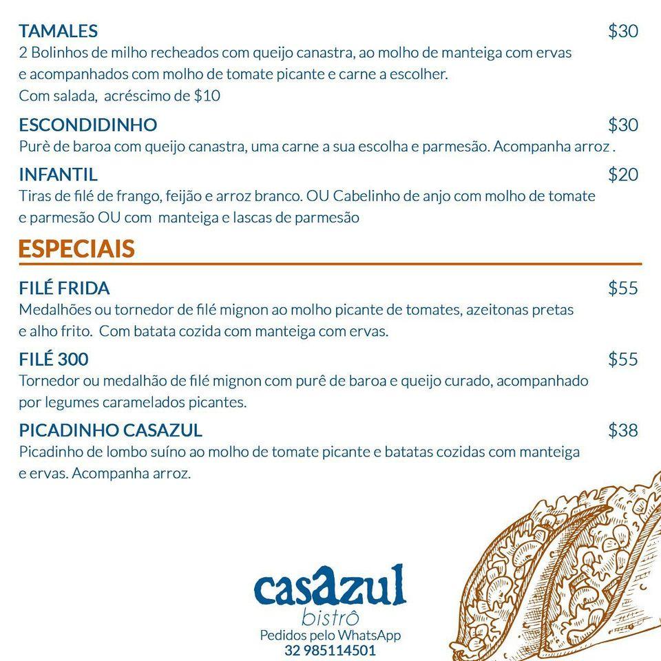 Menu at CasAzul Restaurante mexicano, Tiradentes